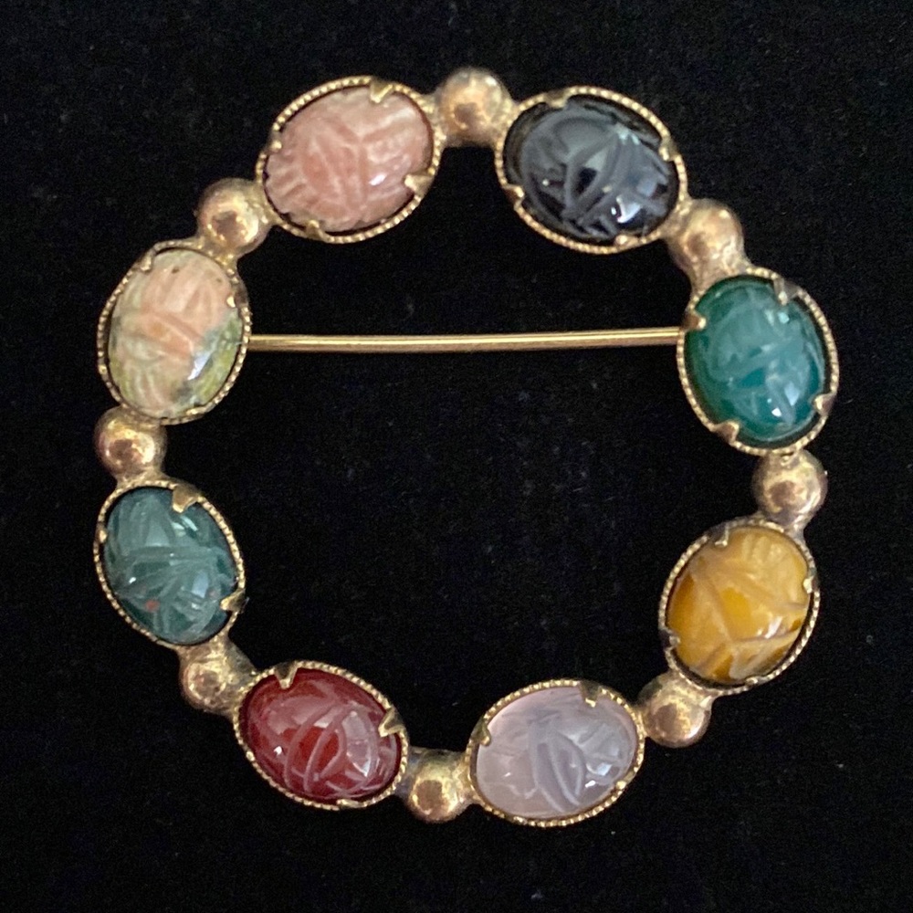 1960’s Bal-Ron 12k Gf Scarab Pin Brooch - Gem